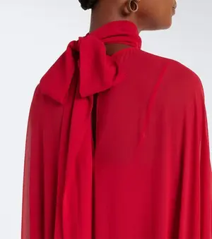 DE LA VALI Ruby Chiffon Maxi Dress With Detachable Lining