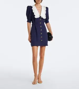 Alessandra Rich Belted Silk Jacquard Mini Dress