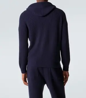 Brunello Cucinelli Ribbed-knit Cashmere Zip-up Cardigan - Blue