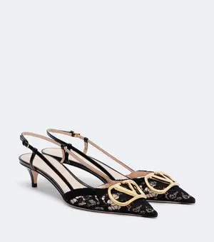 Valentino Garavani Vlogo Lace Slingback Pumps