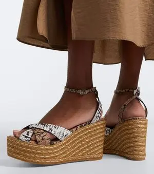 JIMMY CHOO Korra Snake-print Leather Platform Espadrilles