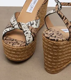 JIMMY CHOO Korra Snake-print Leather Platform Espadrilles