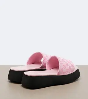Gucci Gg Canvas Platform Slides