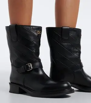 Valentino Garavani Vlogo Leather Biker Boots