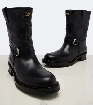 Valentino Garavani Vlogo Leather Biker Boots