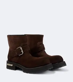 Balenciaga Venom Suede Biker Boots - Brown