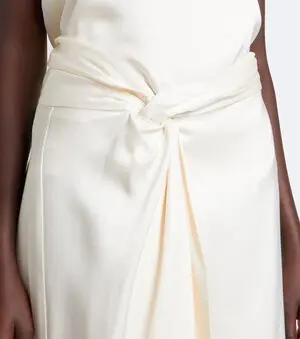 RÓHE Gathered Satin Midi Skirt