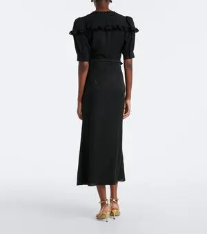 Alessandra Rich Belted Silk Jacquard Midi Dress