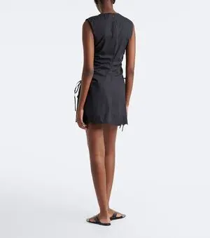 SIR. Klara Ruched Cotton Mini Dress - Black