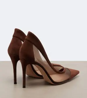 GIANVITO ROSSI Pointed Toe Suede And Mesh Pumps