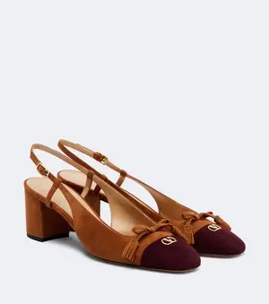 Valentino Garavani Valentino Garavani Suede Slingback Pumps Brown