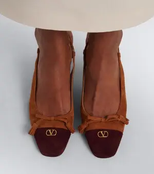 Valentino Garavani Suede Slingback Pumps - Brown