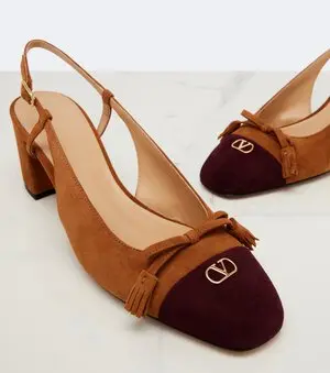 Valentino Garavani Suede Slingback Pumps - Brown
