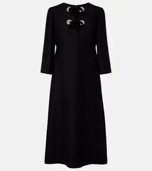 Valentino Garavani Crepe Couture Embellished Midi Dress - Black