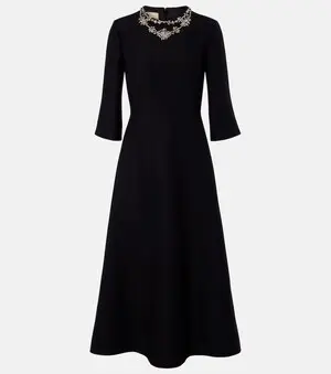 Valentino Garavani Crepe Couture Embellished Midi Dress - Black