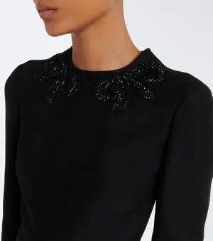 Valentino Garavani Crepe Couture Embellished Midi Dress - Black