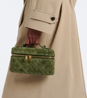 Bottega Veneta Bang Bang Intrecciato Suede Vanity Bag - Green