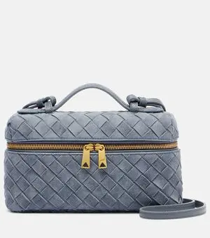 Bottega Veneta Bang Bang Intrecciato Suede Vanity Bag - Grey