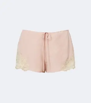 DE LA VALI Elia Lace-trimmed Crêpe De Chine Shorts - Pink
