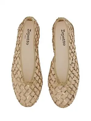Repetto Ballerina Flats With Sequins And Bow Detail
