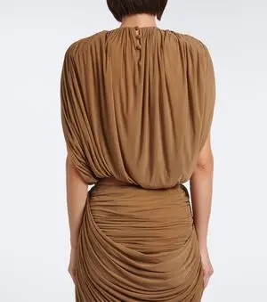 Magda Butrym Draped Jersey Crop Top - Brown