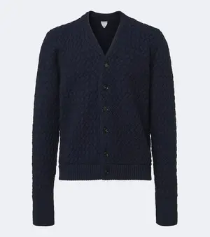 Bottega Veneta Intrecciato Wool Cardigan - Blue