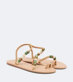 ANCIENT GREEK SANDALS Eleftheria Beaded Open Toe Sandals - Beige