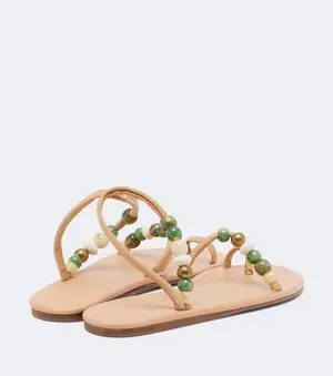 ANCIENT GREEK SANDALS Eleftheria Beaded Open Toe Sandals - Beige