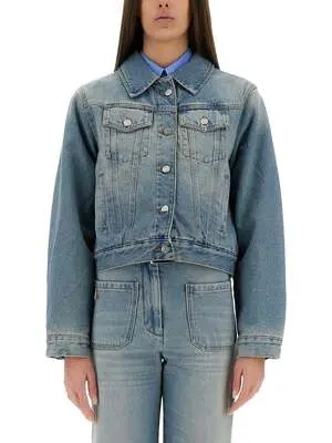 Victoria Beckham Padded Denim Jacket - Blue