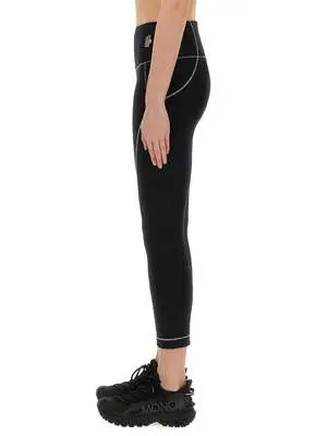 Moncler Leggings With Logo - Black