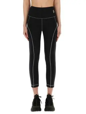 Moncler Leggings With Logo - Black