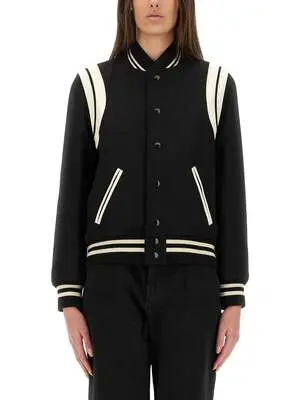 Saint Laurent Teddy Jacket In Wool - Black