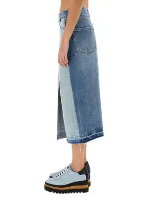 Stella McCartney Denim Skirt With Contrasting Panel