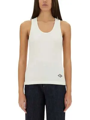Bottega Veneta Ribbed Cotton Jersey Tank Top - White