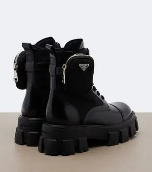Prada Monolith Leather Ankle Boots