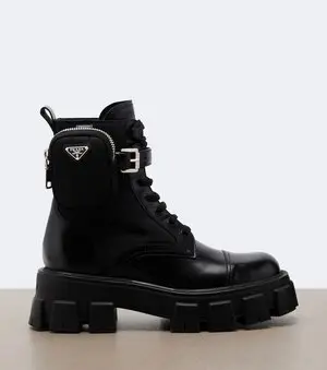Prada Monolith Leather Ankle Boots