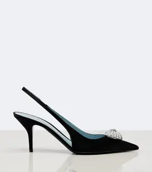Valentino Garavani Embellished Velvet Slingback Pumps - Black