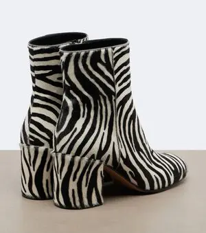 GIANVITO ROSSI Joelle Zebra Print Calf Hair Ankle Boots