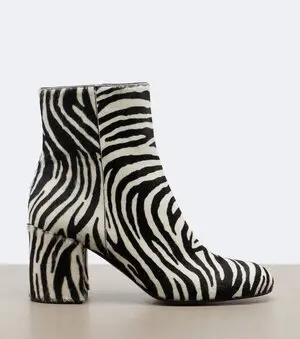 GIANVITO ROSSI Joelle Zebra Print Calf Hair Ankle Boots