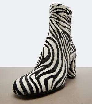 GIANVITO ROSSI Joelle Zebra Print Calf Hair Ankle Boots