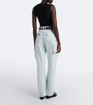 MAISON MARGIELA Cutout Barrel-leg Jeans In Bleached Indigo - Blue