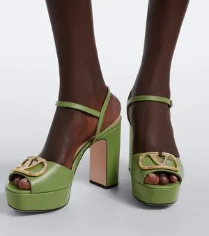Valentino Garavani Vlogo Embellished Leather Platform Sandals
