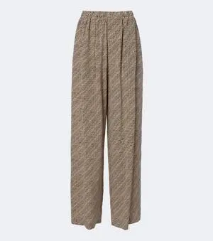 Balenciaga Logo Silk Pajama Pants - Beige