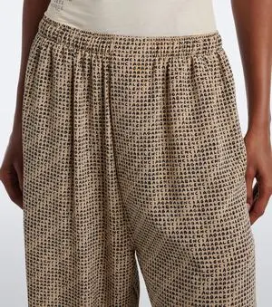 Balenciaga Logo Silk Pajama Pants - Beige