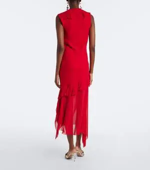 DE LA VALI Baila Floral Georgette Midi Dress
