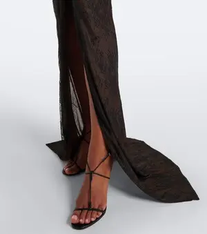 DE LA VALI Omero Ruched Lace Maxi Dress - Black