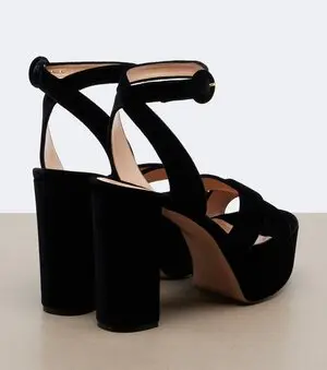 GIANVITO ROSSI Sabrina Velvet Platform Sandals
