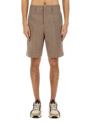 Fendi Jacquard Virgin Wool Bermuda Shorts - Cream