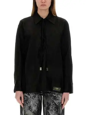 GANNI Jacquard Satin Shirt - Black