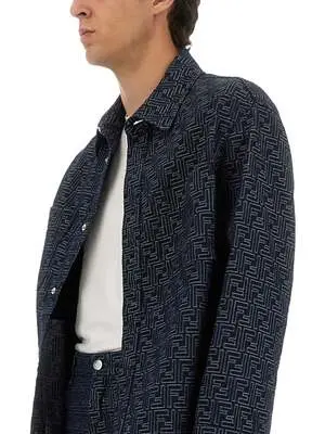 Fendi Ff Jacquard Denim Shirt - Blue